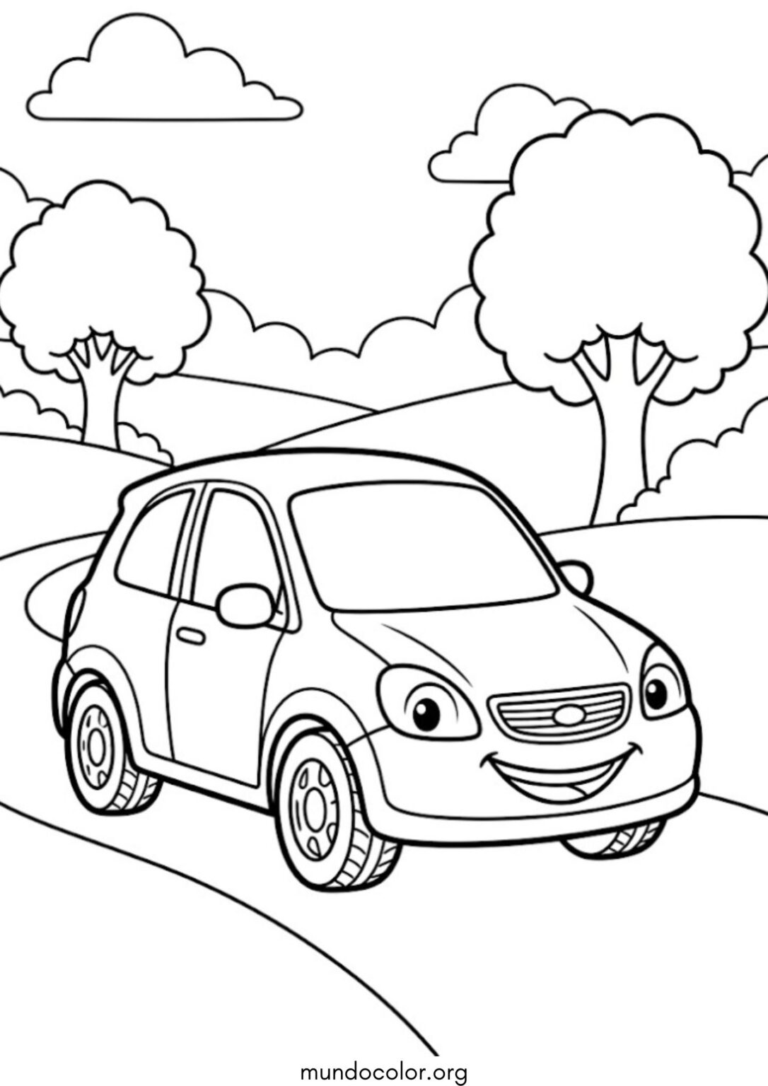 Dibujo de Coche sonriente para colorear e imprimir gratis | Mundo Color